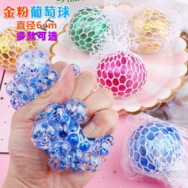 Mainan Anak Stress Ball / Mesh Ball / Squishy Rainbow Grape Anggur ...
