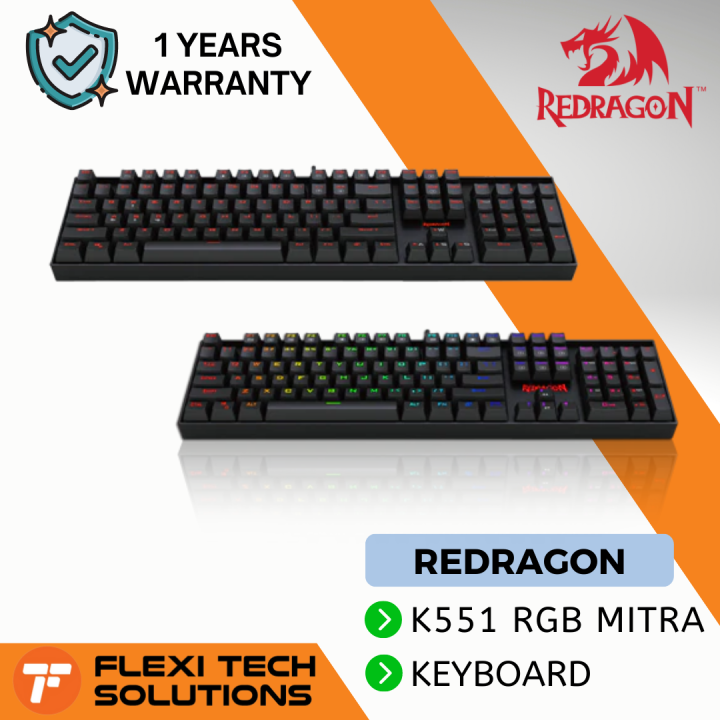 Flexi Tech REDRAGON K551 MITRA RGB Backlit Mechanical Keyboard Black ...