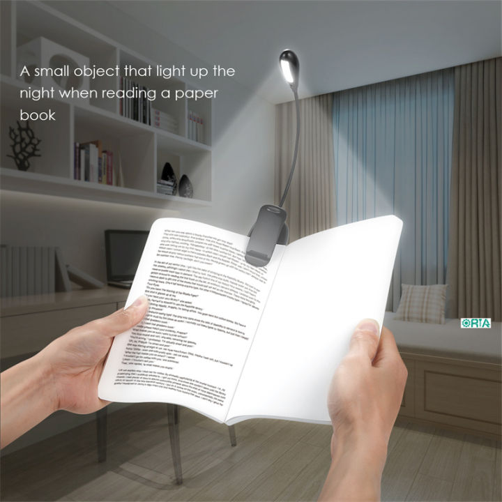 ORIA Clip on Book Light, 4 LED Portable Reading Light, Battery Operated ...