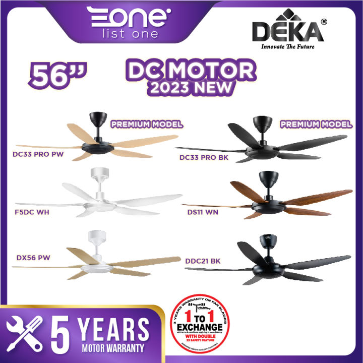 Deka 56" DC Motor 5 Blades 14 Speeds Ceiling Fan DC33 PRO BK / PW ...