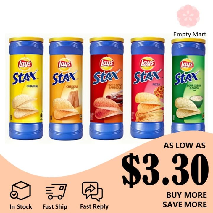 Lay's Stax Potato Chip Canister – Original Cheddar Hot & Spicy BBQ ...