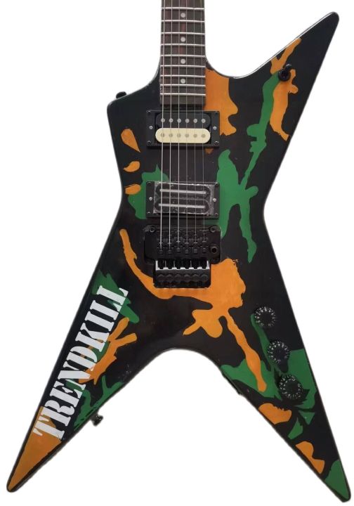 Custom Dimebag Darrell Hand-Painted Camouflage Electric Guitar Black FR ...