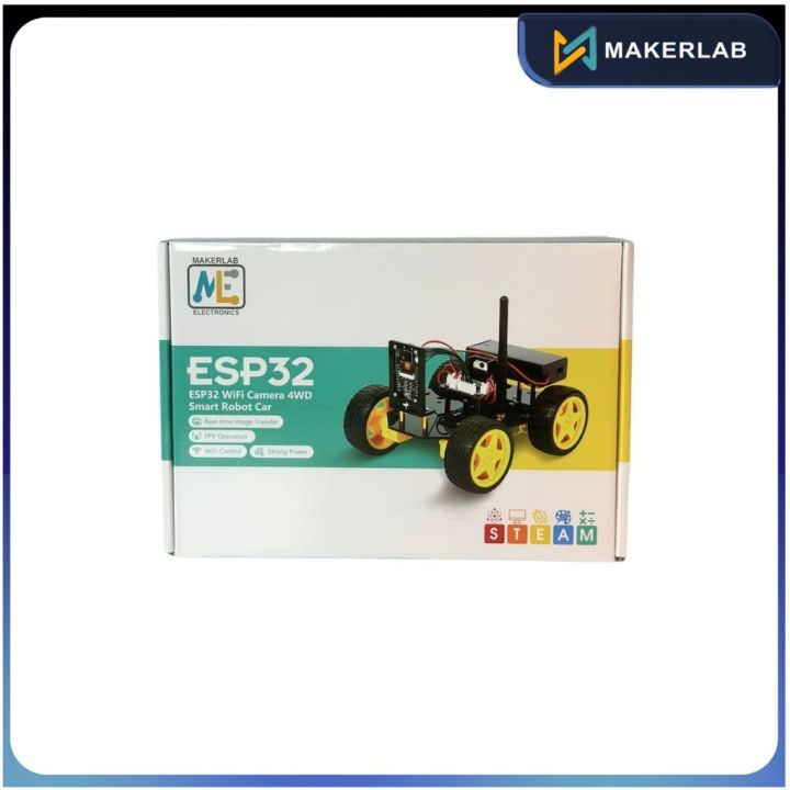 Makerlab ESP32 CAM 4WD Smart Robot Car Kit Wireless Control Educational ...
