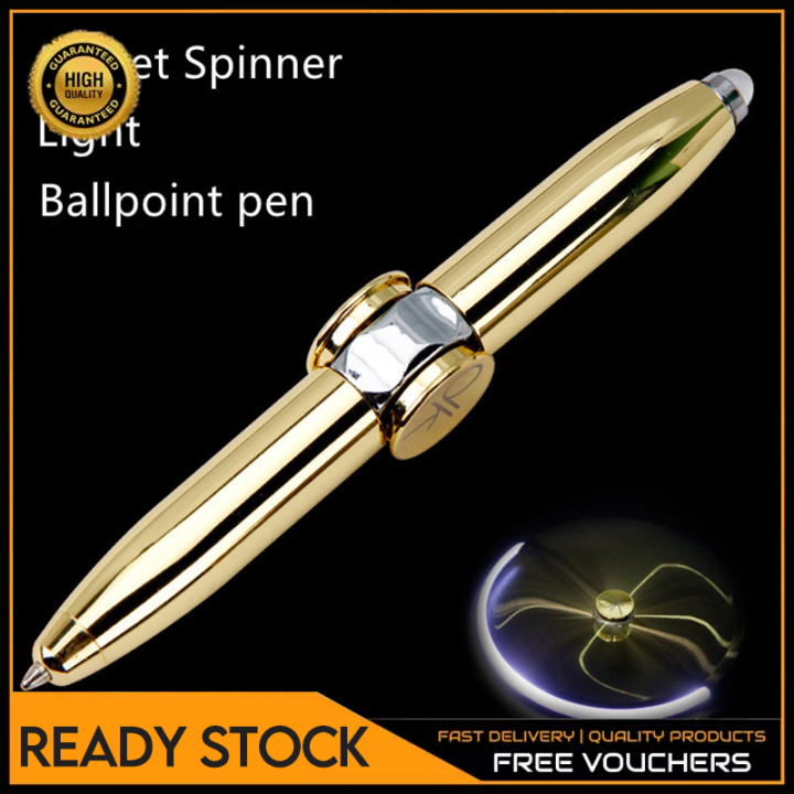 Fingertip gyro ballpoint pen multi-function rotating luminous ...
