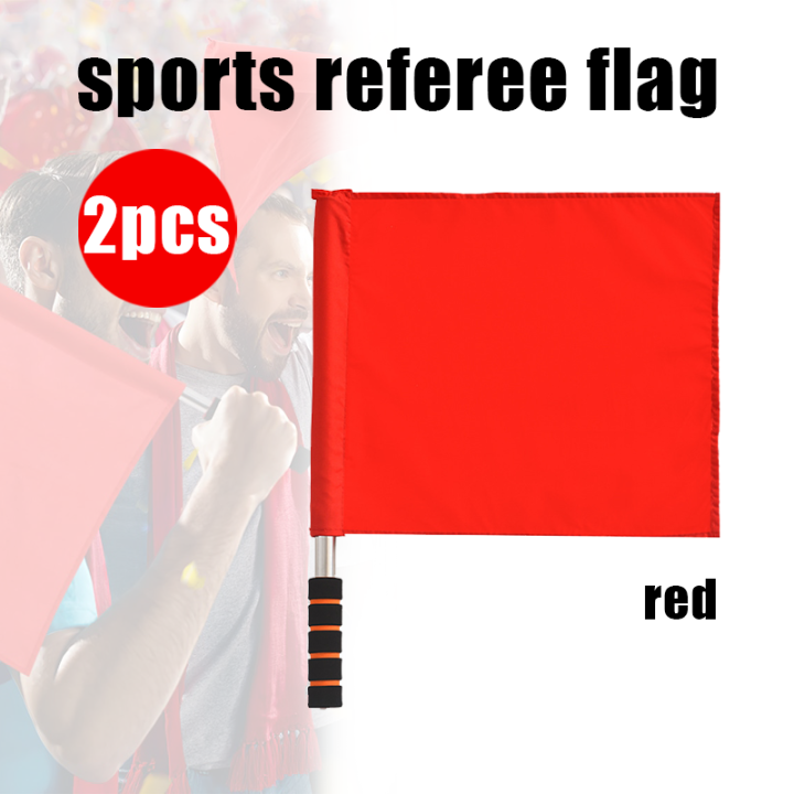 2PCS Referee Flag Command Flag Starting Flag Hand Flag Red For Sports Competition Signals Flags ...