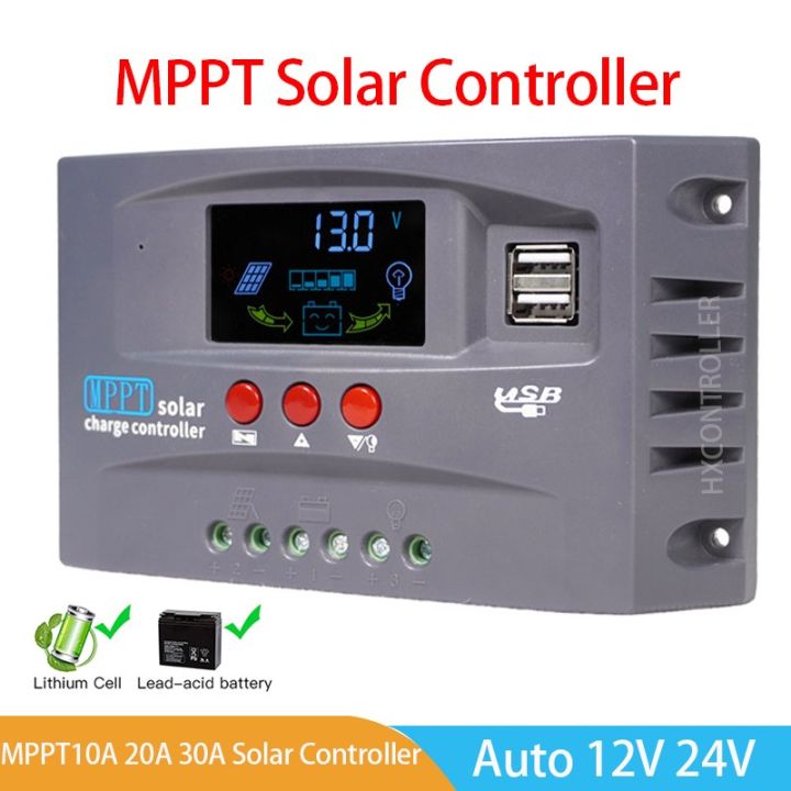 E Life Smart Store Solar MPPT Charge Controller 12V 24V Auto 30A 20A 10A With LCD Display Dual ...