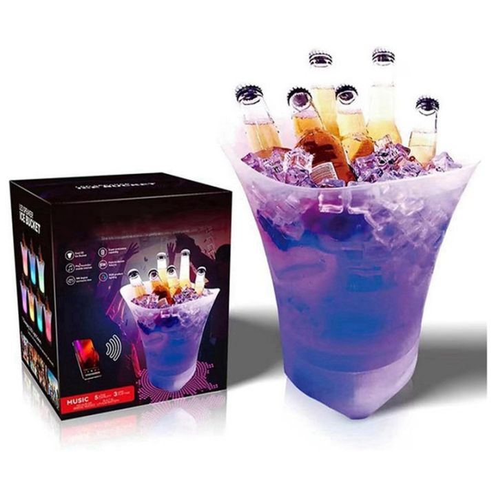 LED Ice Bucket with Bluetooth Speaker Lighted Beverage Tub Portable ...