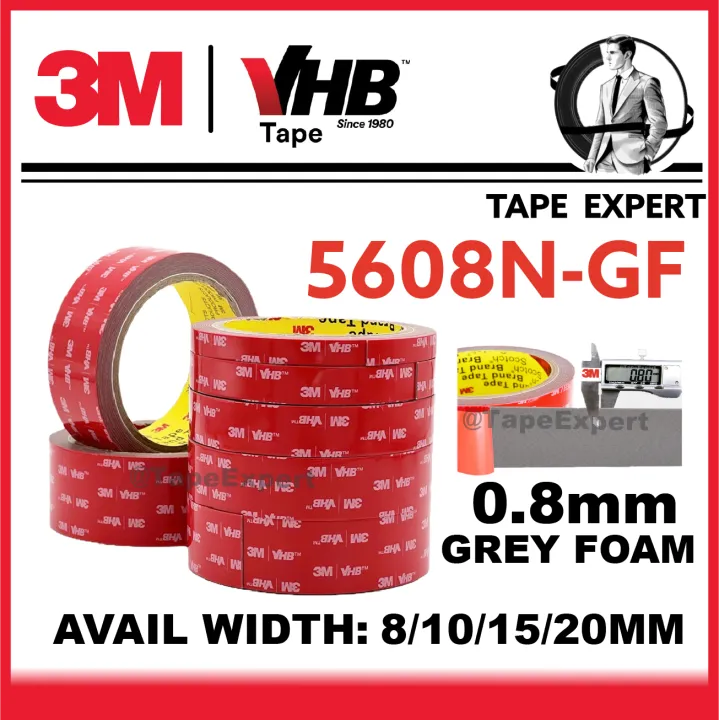[TapeExpert] 3M VHB Double Sided Strong Tape Original 5608N-GF Grey Foam 0.8mm Heavy Duty Heat ...