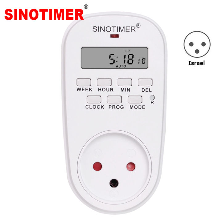 Sinotimer Israel Plug Digital Weekly Programmable Electrical Wall Plug-in Power Socket Timer ...