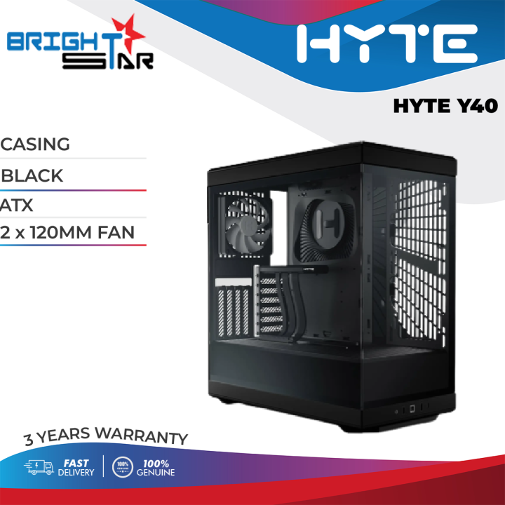 PC CASE / HYTE Y40 / ATX / BLACK,RED,WHITE / 2 x 120MM FAN / 3Y ...
