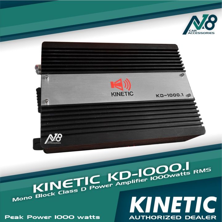 Kinetic KD-1000.1 Mono Class D Amplifier 1000watts Max Power Bass Boost ...