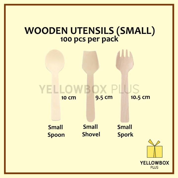 50pcs Small Disposable Wooden Utensil - Spoon, Spork and Shovel Spoon ...