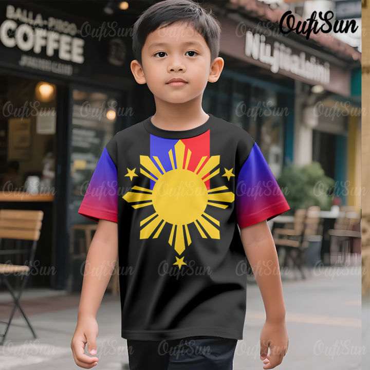 Filipiniana Black Tshirt For Kids Barong Tagalog For Kids Boys Modern ...