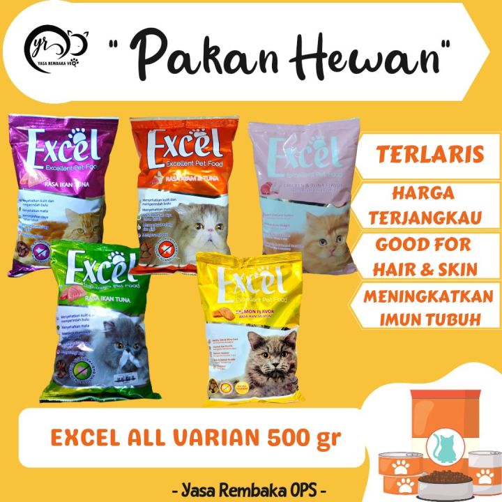 EXCEL 500 gr - Bentuk All Varian Makanan Kering Kucing Dewasa | Lazada ...