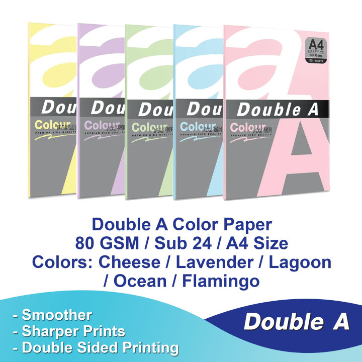 DOUBLE A Color Paper A4 80 GSM 25 sheets | Lazada PH