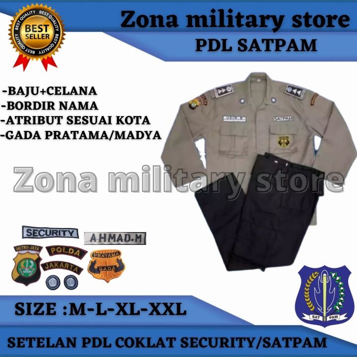 Baju seragam satpam security pdh pdl keamanan dalaman kaos setelan coklat polri terbaru 2021 ...