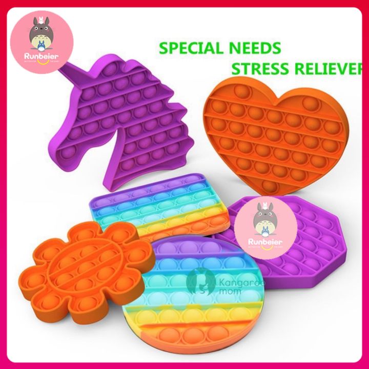 Runbeier Pop Its Round Fidget Toy Push Bubble Stress Relief Kids Simple ...