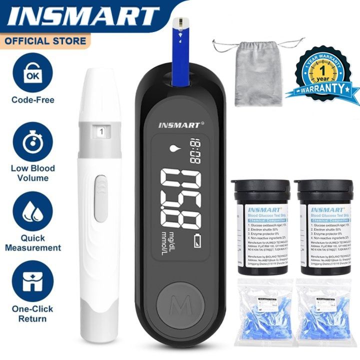 INSMART Blood Glucose Meter Diabetes Monitor Glucometer Blood Sugar ...