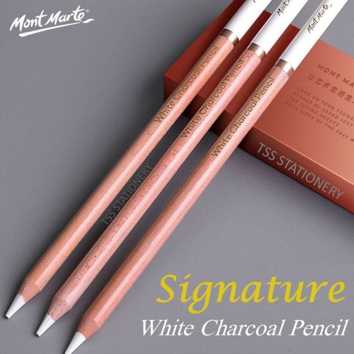 Mont Marte Signature White Charcoal Pencils Set for drawing, sketching, shading, blending and ...