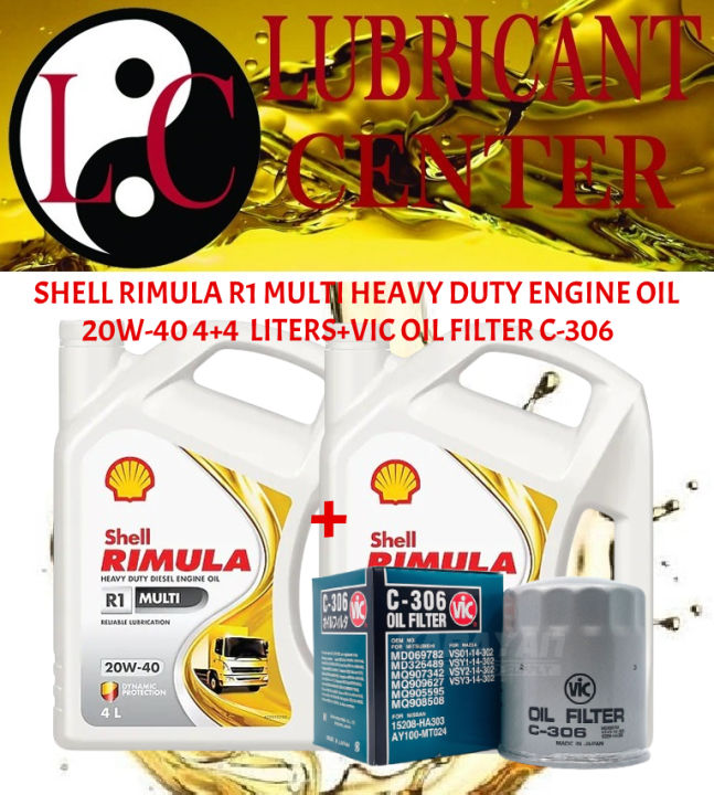 SHELL RIMULA R1 MULTI HEAVY DUTY ENGINE OIL 20W-40 8 LITERS+VIC OIL ...