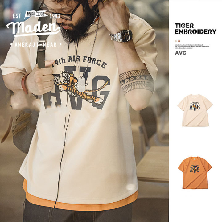 MADEN brand Workwear Style 2024 Summer New Men Youth American Retro ...