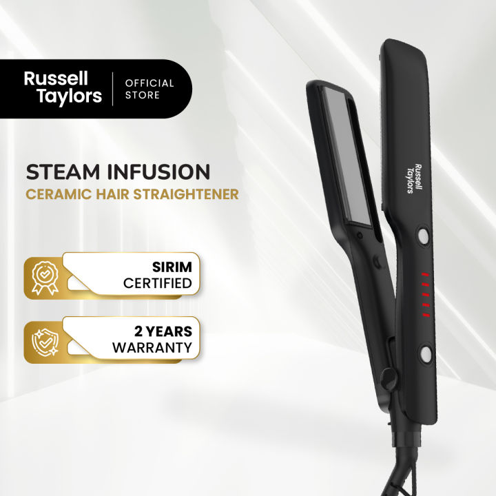 Russell Taylors Ceramic Coating Hair Straightener with Steam Infusion ...