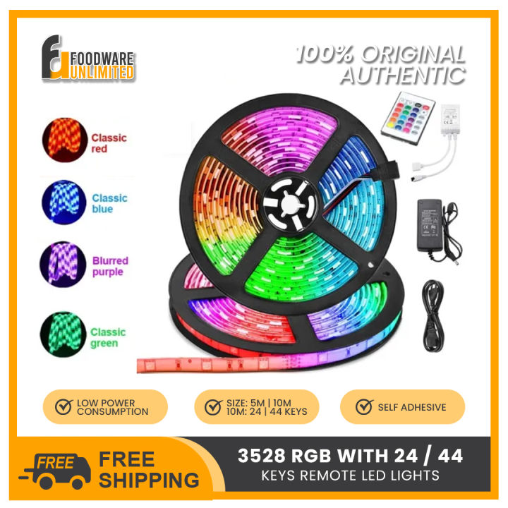 5M/10M LED strip light RGB + 24keys Remote Control LED Lights for Room ...