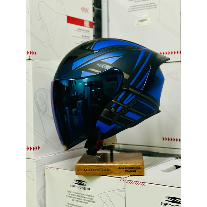 Spyder Fuel S4 Halfface Dual Visor Helmet with Free Clear Visor (BOOST ...