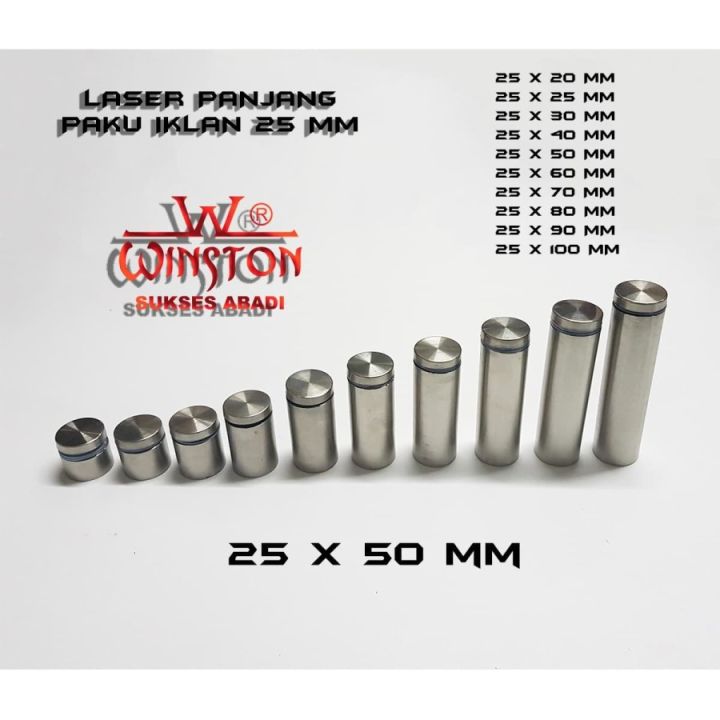 Paku Laser Panjang Kaca Paku Iklan Baut Kaca Mur Kaca Sekrup Kaca 25 x ...