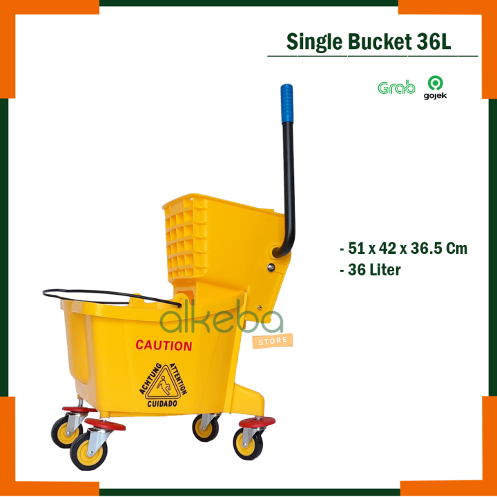 Single Bucket 36 Liter Trolley Mop Wringer Ember Pelan | Lazada Indonesia