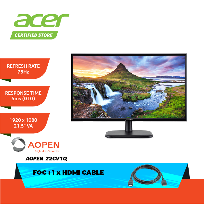 ACER AOPEN 22CV1Q BI 21.5 '' FHD LED MONITOR- BLACK | Lazada