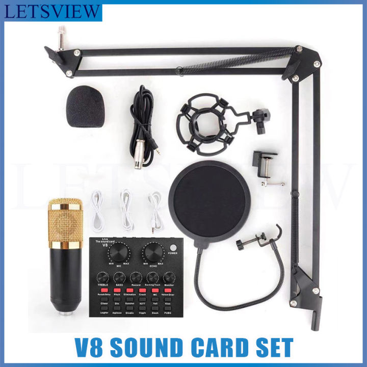 Letsview V8 Sound Card Studio Series Microphone Condenser Microphone V8 ...
