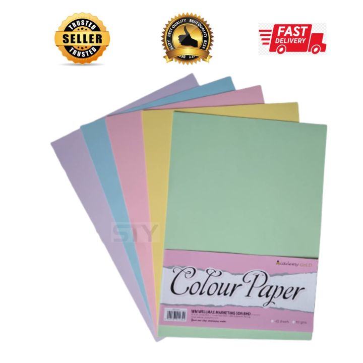 40s Mix 5 Light Colours A4 Paper Single Color Paper A4 Kertas Warna ...