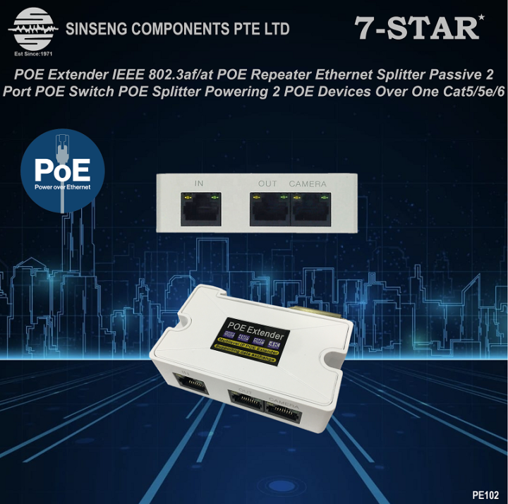 POE Extender IEEE 802.3af/at POE Repeater Ethernet Splitter Passive 2 ...