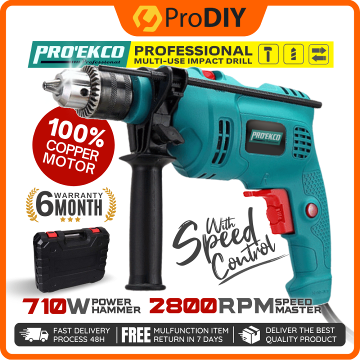 PRO' EKCO EK-ID550RE 13MM 710W Heavy Duty Hammer Drill Impact Hammer ...