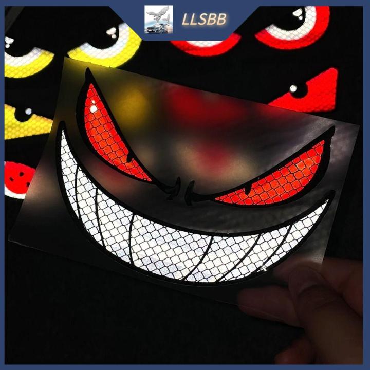 LLSBB PVC Moto Reflective Eye Stickers Eyes Shape Red Yellow Electric ...