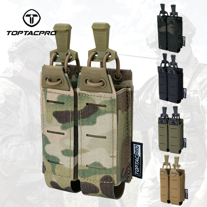TOPTACPRO Tactical Double Mag Pouch for 9mm MOLLE Open Top Mag Pouch ...