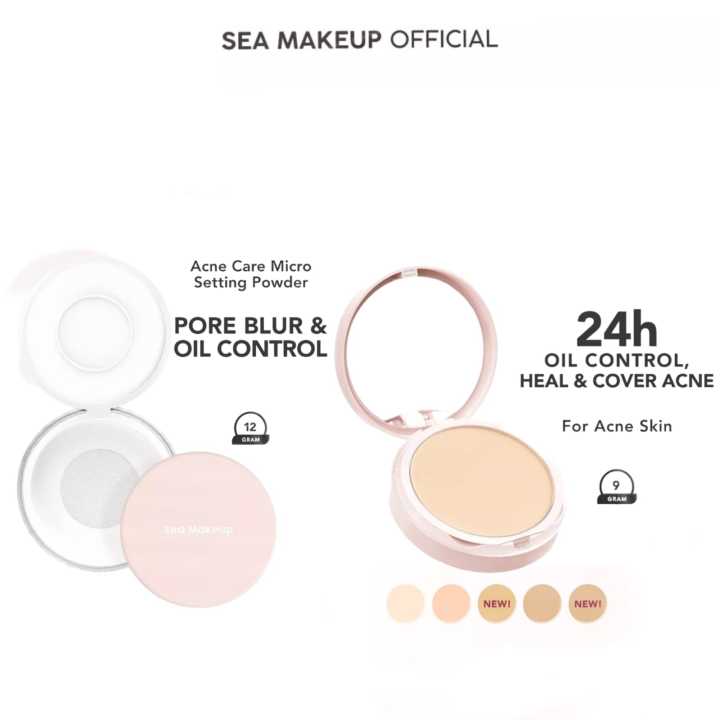 SEA MAKEUP Two Way Cake & Micro Setting Powder Acne Care - Bedak ...