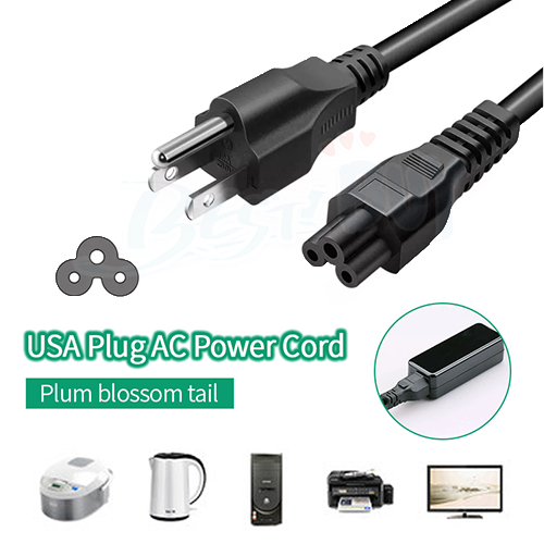 Universal 3 Prong AC Laptop Power Cord 1.5M PC Computer Adapter Supply ...