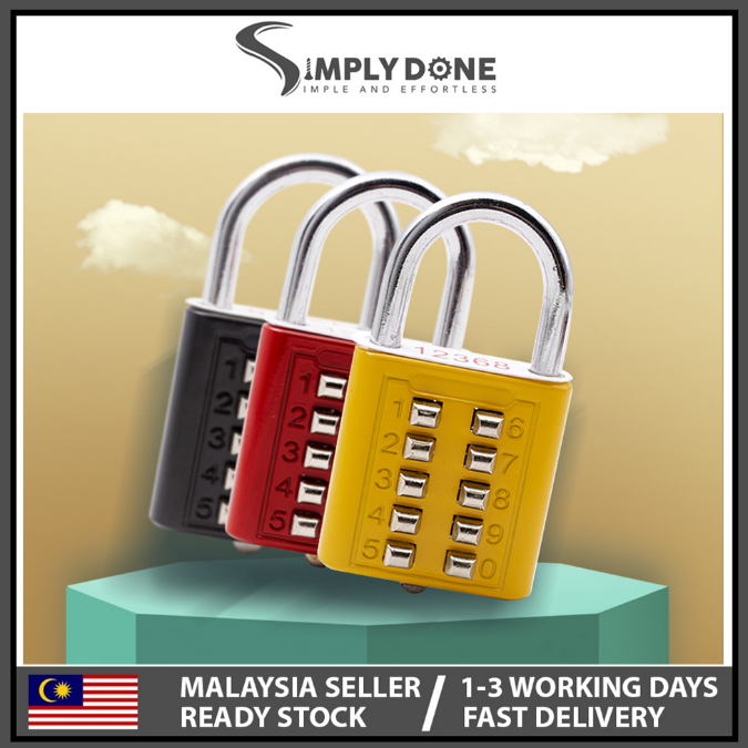 SIMPLYDONE SILVER 10 Digit Push Button Password Lock Chrome Plated Anti ...