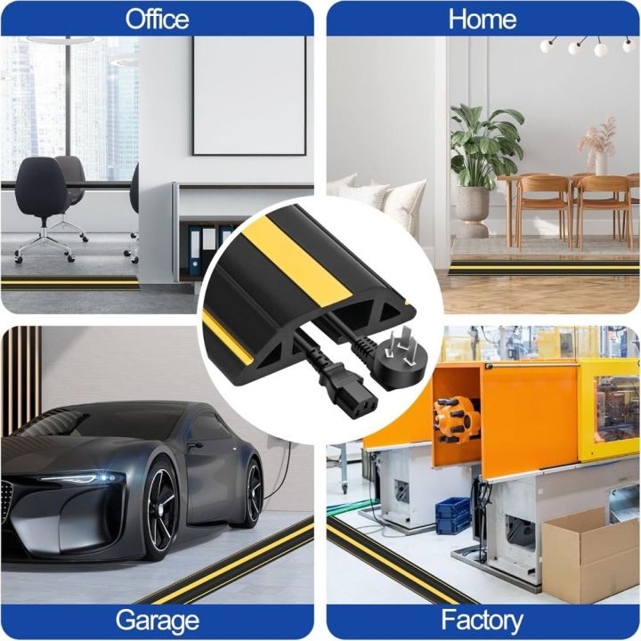 MUSASI 1m Floor Cord Cover PVC Trimmable Cable Management Professional ...