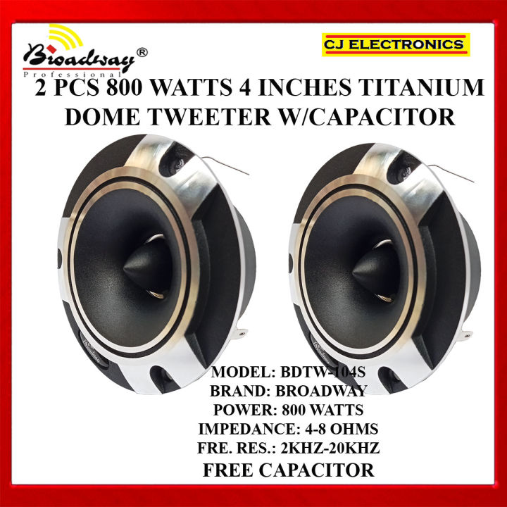 2 PCS. 800 WATTS 4 INCHES DOME TITANIUM TWEETER W/ CAPACITOR | Lazada PH