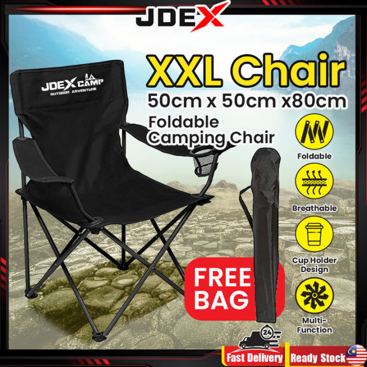 JDEX Camping Chair Foldable Folding Chair UP TO 120KG Ultralight Portable Outdoor Kerusi Camping ...