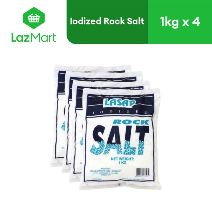 Lasap Iodized Rock Salt 1kg x 4 | Lazada PH