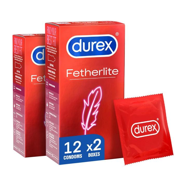 Durex Fetherlite Condoms For Greater Sensitivity 12'S - Bundle of 2 ...