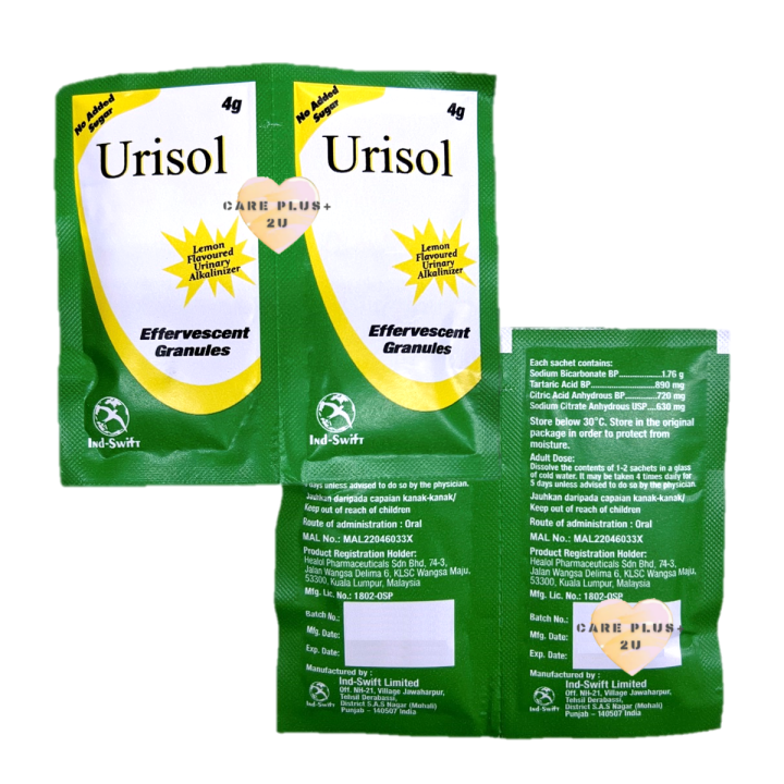 Urisol Effervescent Granules - Lemon Flavour 4g (1 sachet) Urinary Alkalinizer | Same as Ural ...