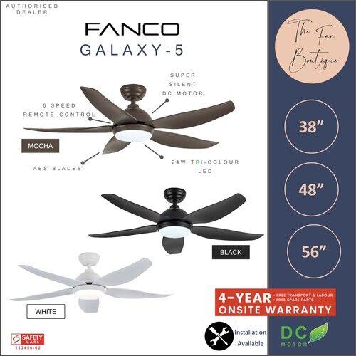 [NEW LAUNCH] Fanco Galaxy 5 - 38" | 48" | 56" DC Motor Ceiling Fan with ...