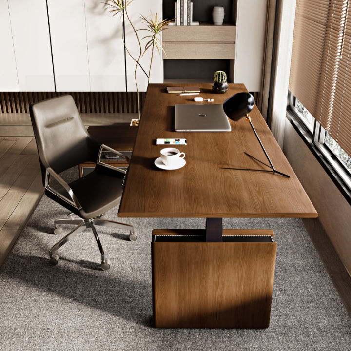 Ash black walnut color solid wood electric lifting table computer desk ...