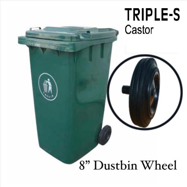 100L 120L 240L Waste bin wheel RODA TONG SAMPAH HIJAU 8 INCH universal 1 Set DIY READY STOCK ...