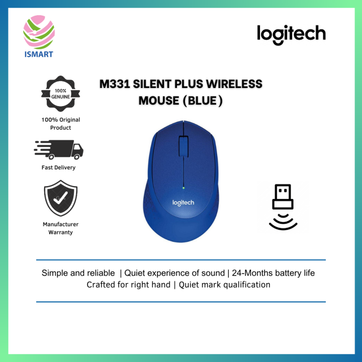 LOGITECH M331 SILENT PLUS WIRELESS MOUSE (BLUE) | Lazada
